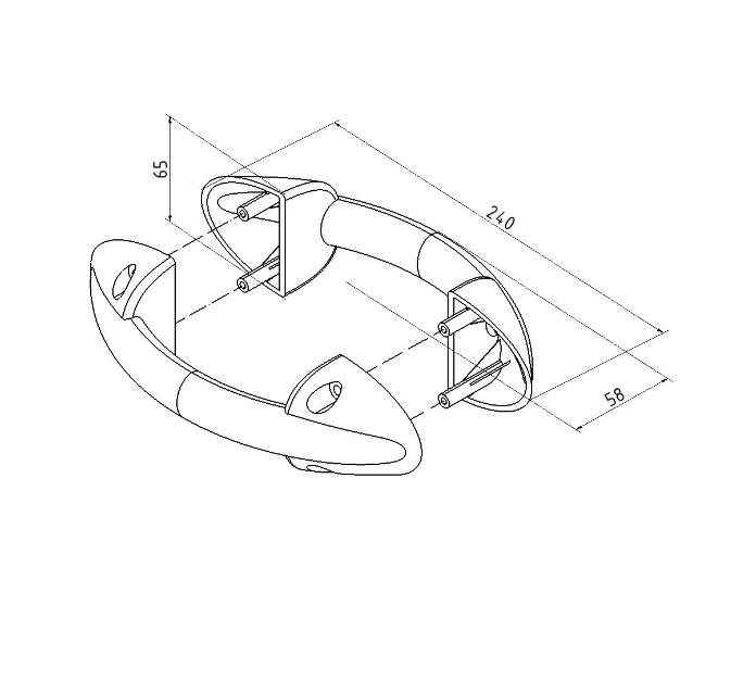 PVC Divpusējs garāžas vārtu rokturis 643B (melns), Sekcijveida vārtiem ...